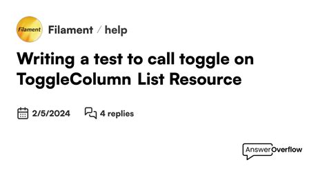 Writing A Test To Call Toggle On Togglecolumn List Resource Filament