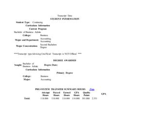 Transcript Data PPT