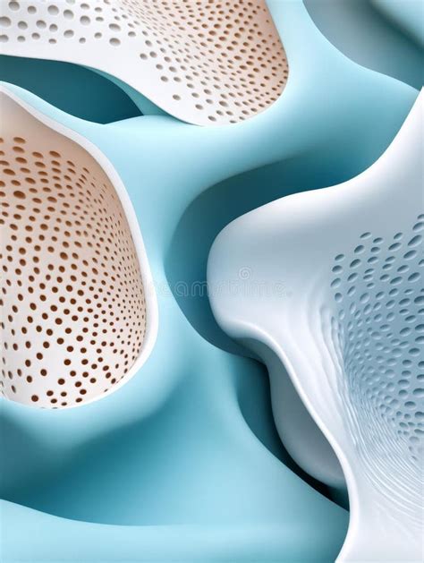 Abstract Fluid Forms Swirling Perforated Shapes Pastel Colors Organic Curves Modern Design
