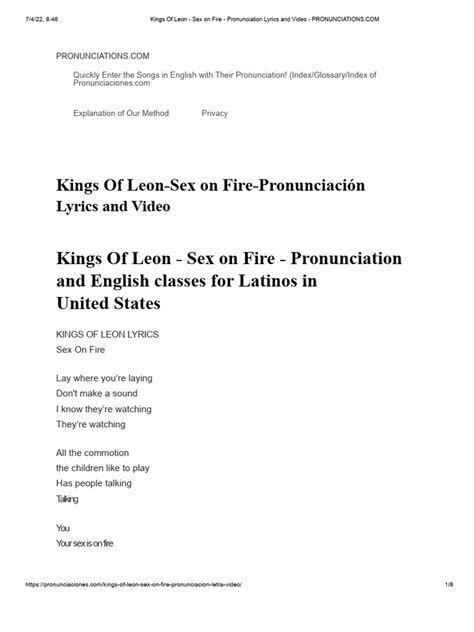 Kings Of Leon Sex On Fire Lyrics Pdf Orthography Human Voice