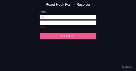 React Hook Form Resolver Forked Codesandbox