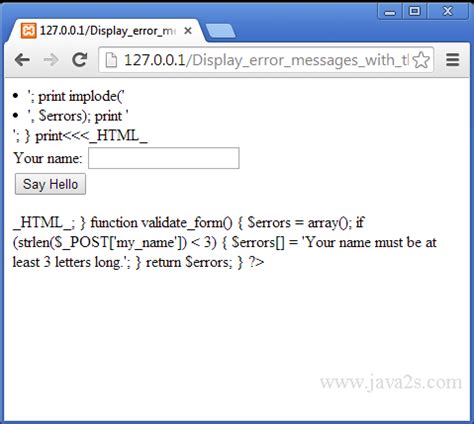 PHP Tutorial Display Error Messages With The Form In PHP