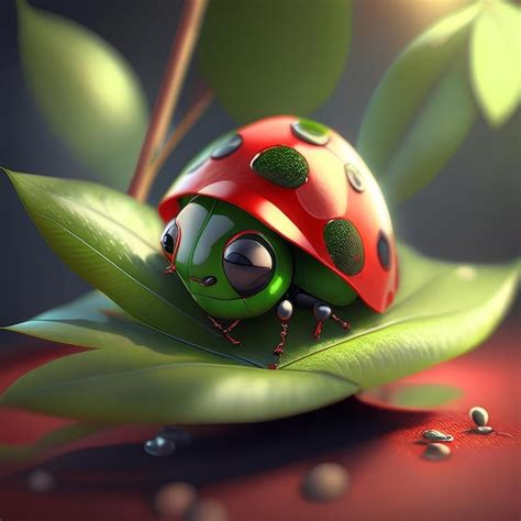 Premium Ai Image Cute Cartoon Lady Bug Ai Generated