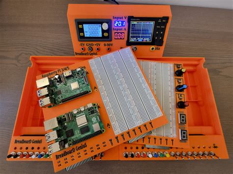 Raspberry PI Arduino Uno Due Mega Giga Dual Mount With Double Breadboard And Breadboard