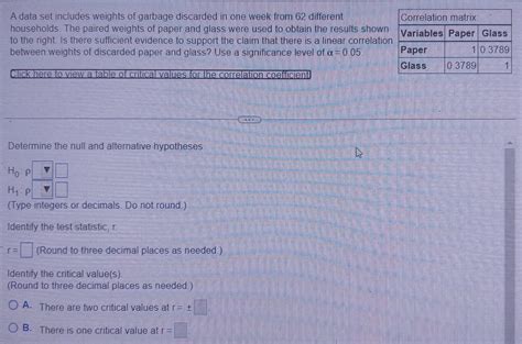 solved a data set includes weights of garbage discarded in