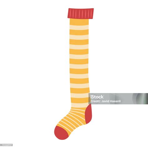 흰색으로 분리된 빈 크리스마스 양말 스타킹 흰색 모피와 패치가 있는 장식용 빨간 양말 벡터 그림 12월에 대한 스톡 벡터 아트