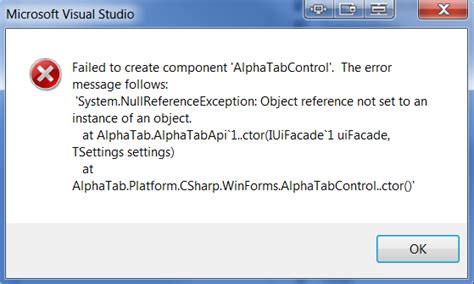 Sample Alphatabsamplewinforms Crashing On Run In Vs 2012 · Issue