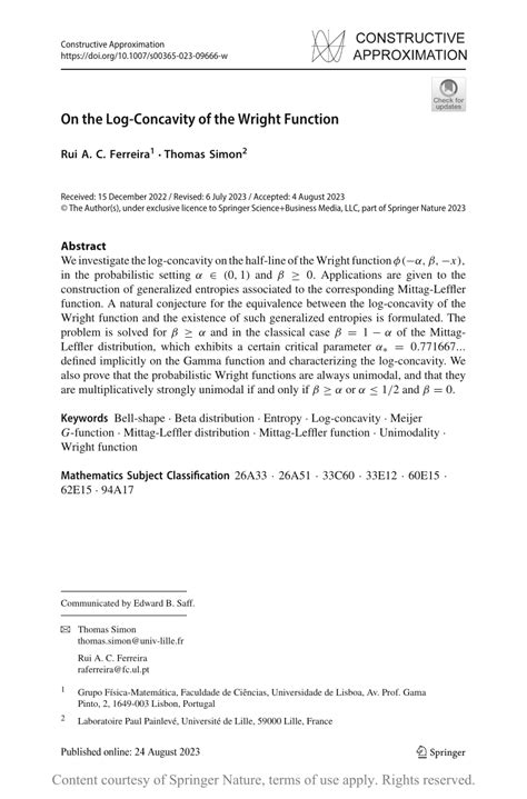 On The Log Concavity Of The Wright Function