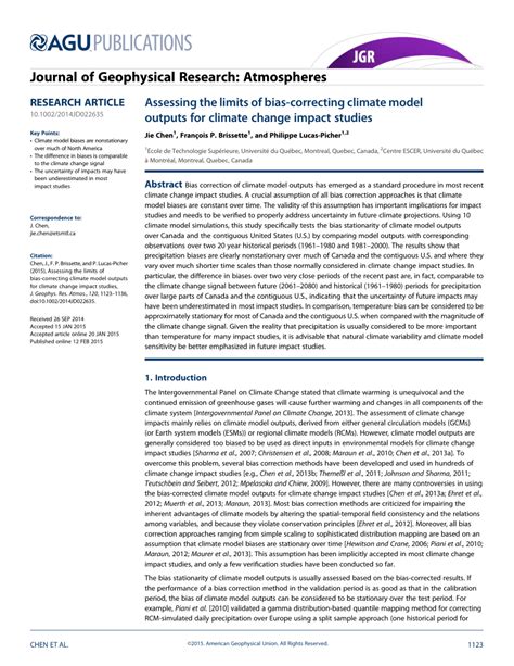 Pdf Assessing The Limits Of Bias Correcting Climate Model Outputs For