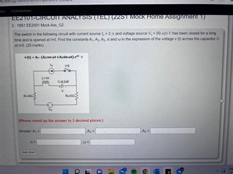 Solved The Switch In The Following Circuit With Current Chegg Com