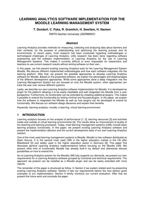 pdf learning analytics software implementation for the moodle