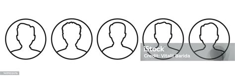 Men Head Line Icon Set Stock Illustration Download Image Now
