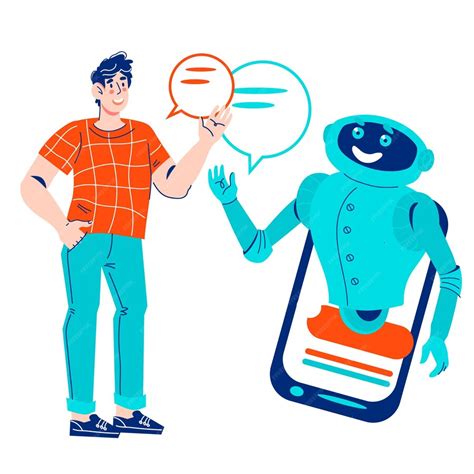 premium vector man communicating with chatbot robot assistant robotic technical support and