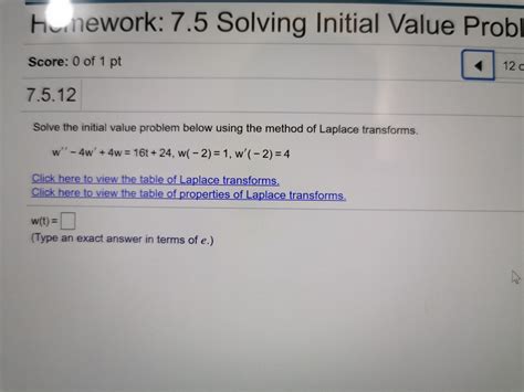 solved huinework 7 5 solving initial value probl score 0