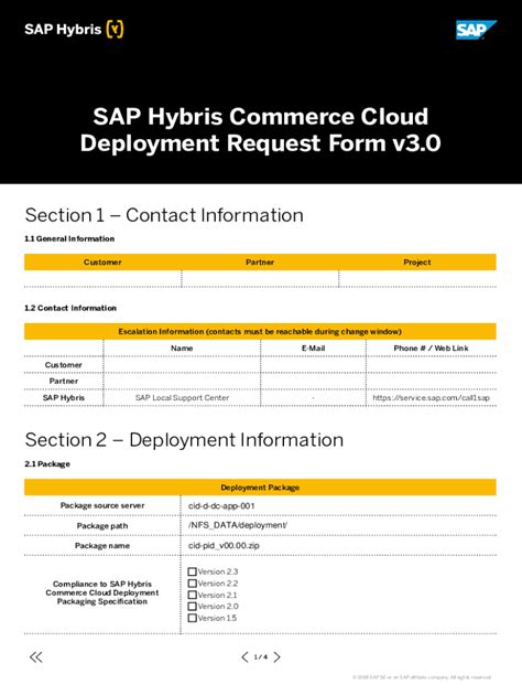 Fillable Online Sap Hybris Commerce Cloud Deployment Request Form V3 0 Fax Email Print Pdffiller