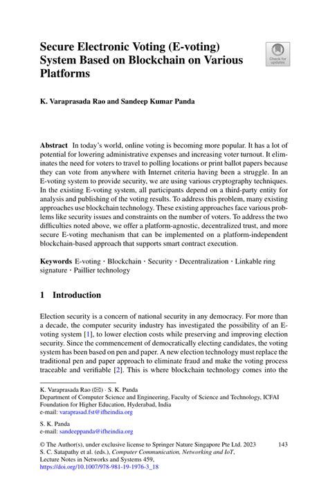 Pdf Secure Electronic Voting E Voting System Based On Blockchain On Various Platforms