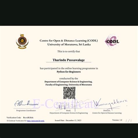 P Tharindu On Linkedin I Have Successfully Complete Python For Beginners Corse Offered By