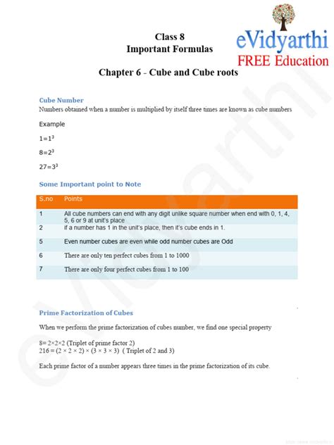 class 8 chapter 6 maths important formulas pdf