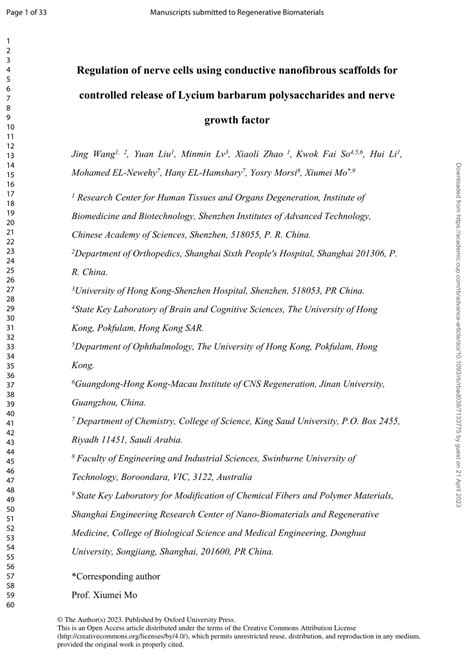 Pdf Regulation Of Nerve Cells Using Conductive Nanofibrous Scaffolds For Controlled Release Of