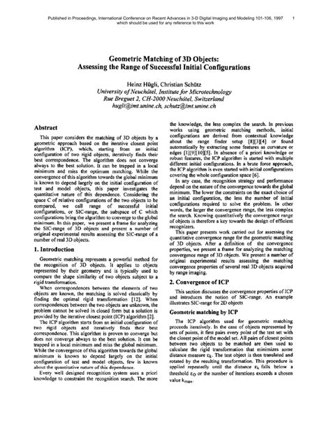 pdf geometric matching of 3d objects assessing the range of successfulinitial configurations