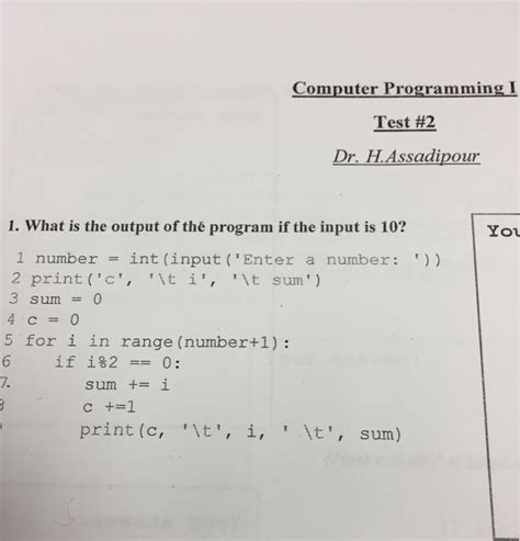 Solved Computer Programming I Test 2 R Hassadipour 1