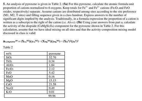 solved an analysis of pyroxene is given in table 2 5a