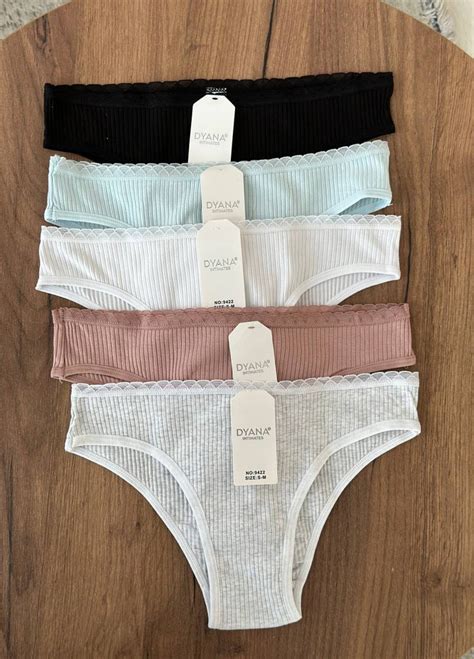 Набір трусиків жіночих в рубчик 5 шт No Brand бразиліана комбіновані