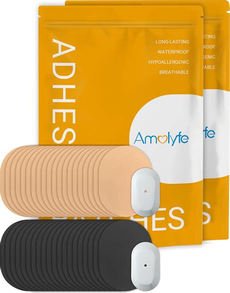 Amolyfe 40 Dexcom G6 Adhesive Patches With 2 Reusable Hard Caps Waterproof Bump