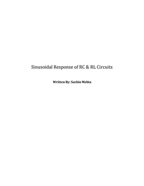 Sinusoidal Response Of Rc And Rl Circuits Docx