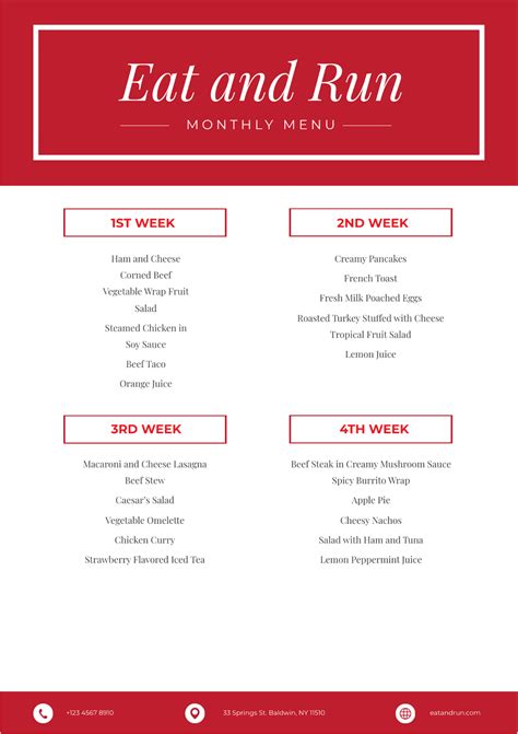 Monthly Menu Planner Template Edit Online And Download Example