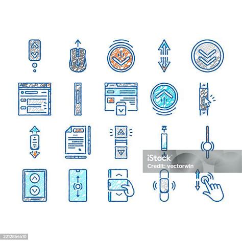 Scroll Computer Mouse Cursor Icons Hand Drawn Stock Illustration Download Image Now Computer