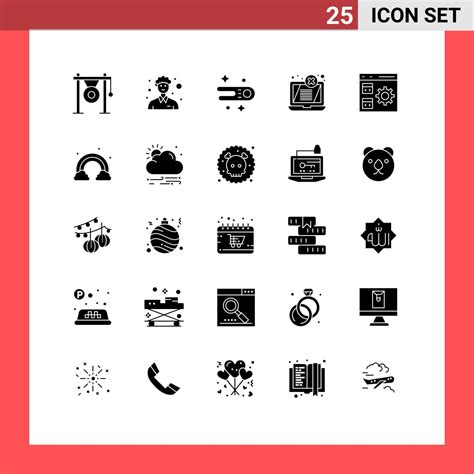 25 Thematic Vector Solid Glyphs And Editable Symbols Of Coding Threat