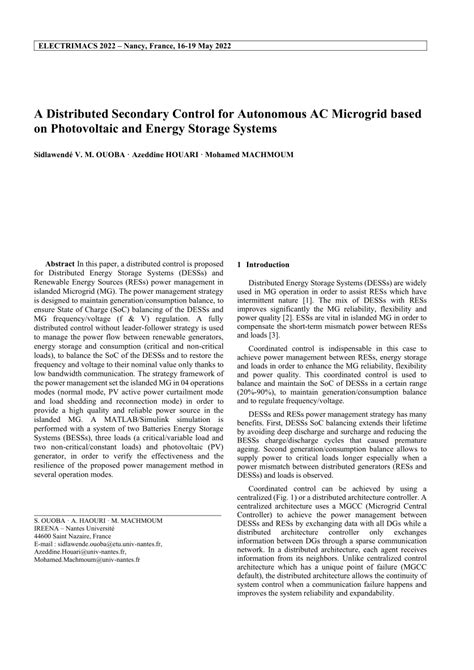 Pdf A Distributed Secondary Control For Autonomous Ac Microgrid Based