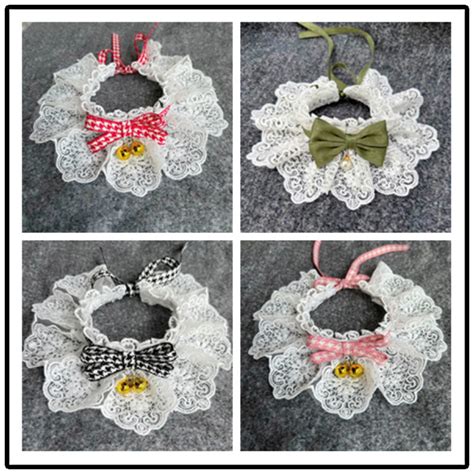 Badu Bg Нашийници за котки и кучета Дантелена панделка Перлена яка Котка Куче Шал Лигавник Колие