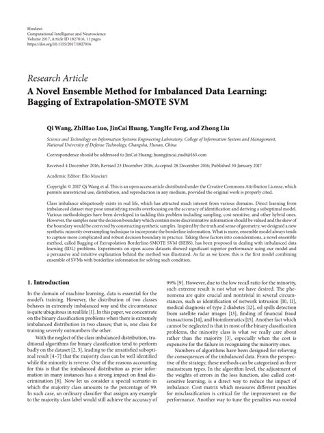 pdf a novel ensemble method for imbalanced data learning bagging of