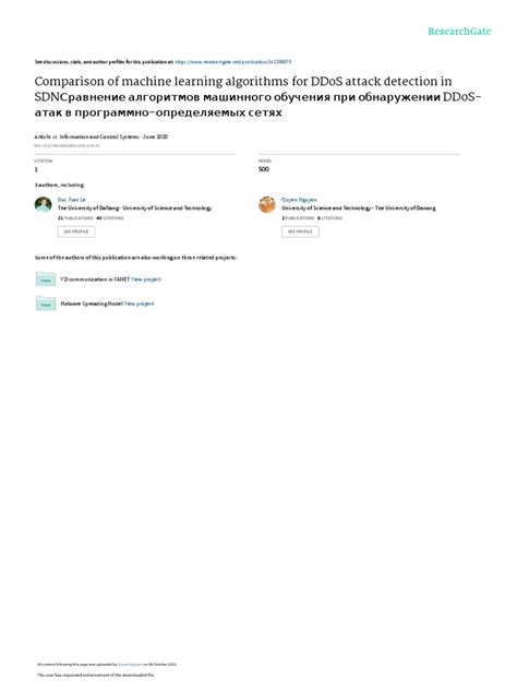Comparison Of Machine Learning Algorithms For Ddos Pdf Receiver
