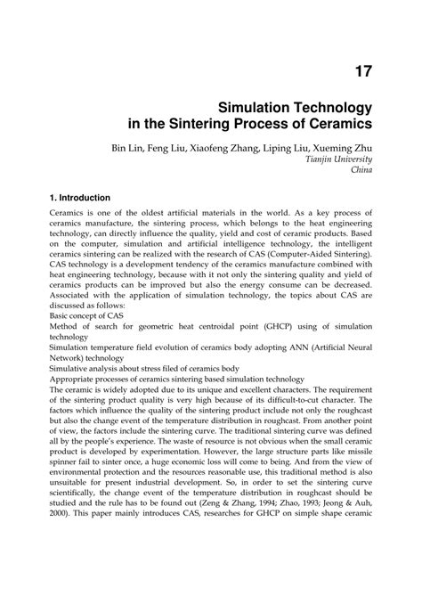 Pdf Simulation Technology In The Sintering Process Of Ceramics