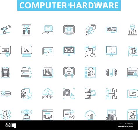 Computer Hardware Linear Icons Set Motherboard Processor Graphics Memory Storage Power