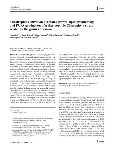 Pdf Mixotrophic Cultivation Promotes Growth Lipid Productivity And Pufa Production Of A