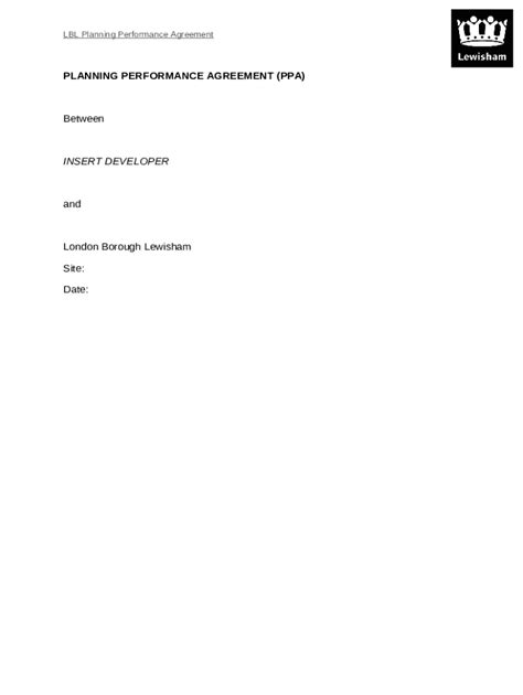 Example Pre Application Planning Perance Agreement Doc Template Pdffiller
