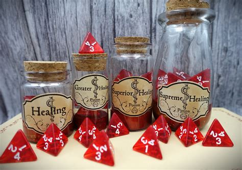 Single Dnd Health Potion Bottles I D4 Dice I Full Healing Potion Sets