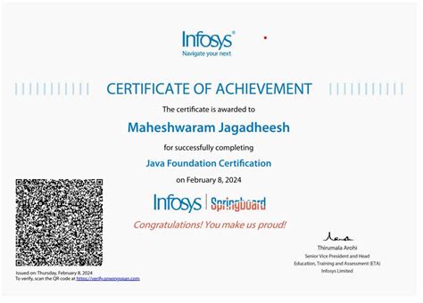 Javafoundation Certification Infosysspringboard Jagadheesh Maheshwaram