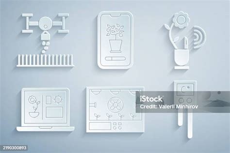 스마트 농업 기술 온도 및 습도 센서 제어 시스템 및 드론 아이콘을 설정합니다 벡터 3차원 형태에 대한 스톡 벡터 아트 및 기타 이미지 3차원 형태 감지기 개념