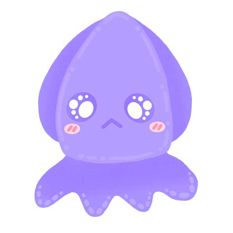 Cute Squid Mascot Character Kawaii Cartoon Illustration Purple Squid Cute Squid Cute Element