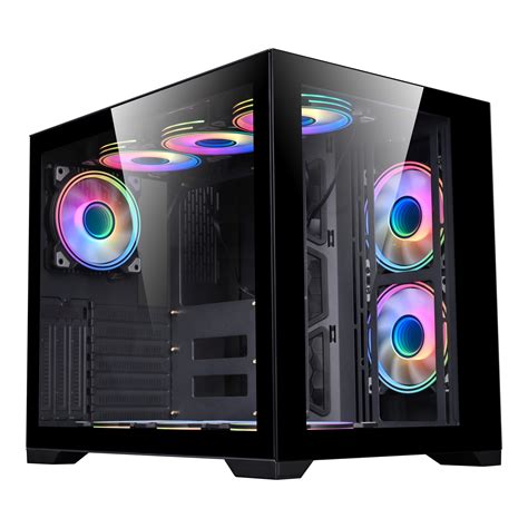 Atx Pc With Fan Colourful Plexiglass Horizontal Cooled Cpu Cabinet