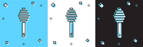 파란색과 흰색 검은 색 배경에 고립 된 꿀 디퍼 스틱 아이콘을 설정합니다 꿀 국자 벡터 0명에 대한 스톡 벡터 아트 및 기타 이미지 Istock