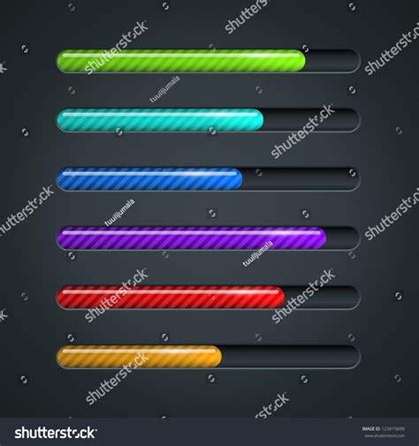 Color Striped Progress Bar Vector Template Stock Vector Shutterstock