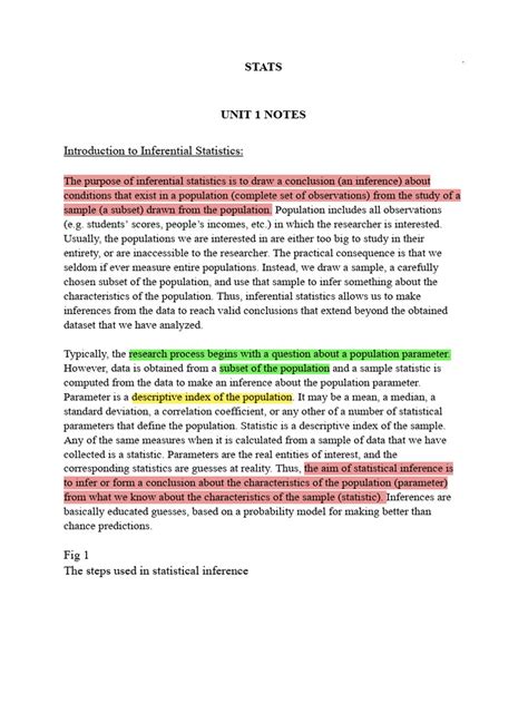 Inferential Statistics Notes Pdf Statistics P Value