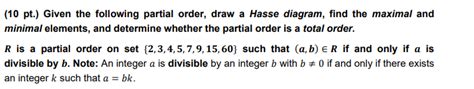 solved 10 pt given the following partial order draw a