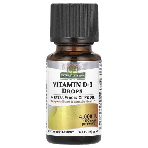Natures Answer Vitamin D 3 Drops In Extra Virgin Olive Oil 100 Mcg
